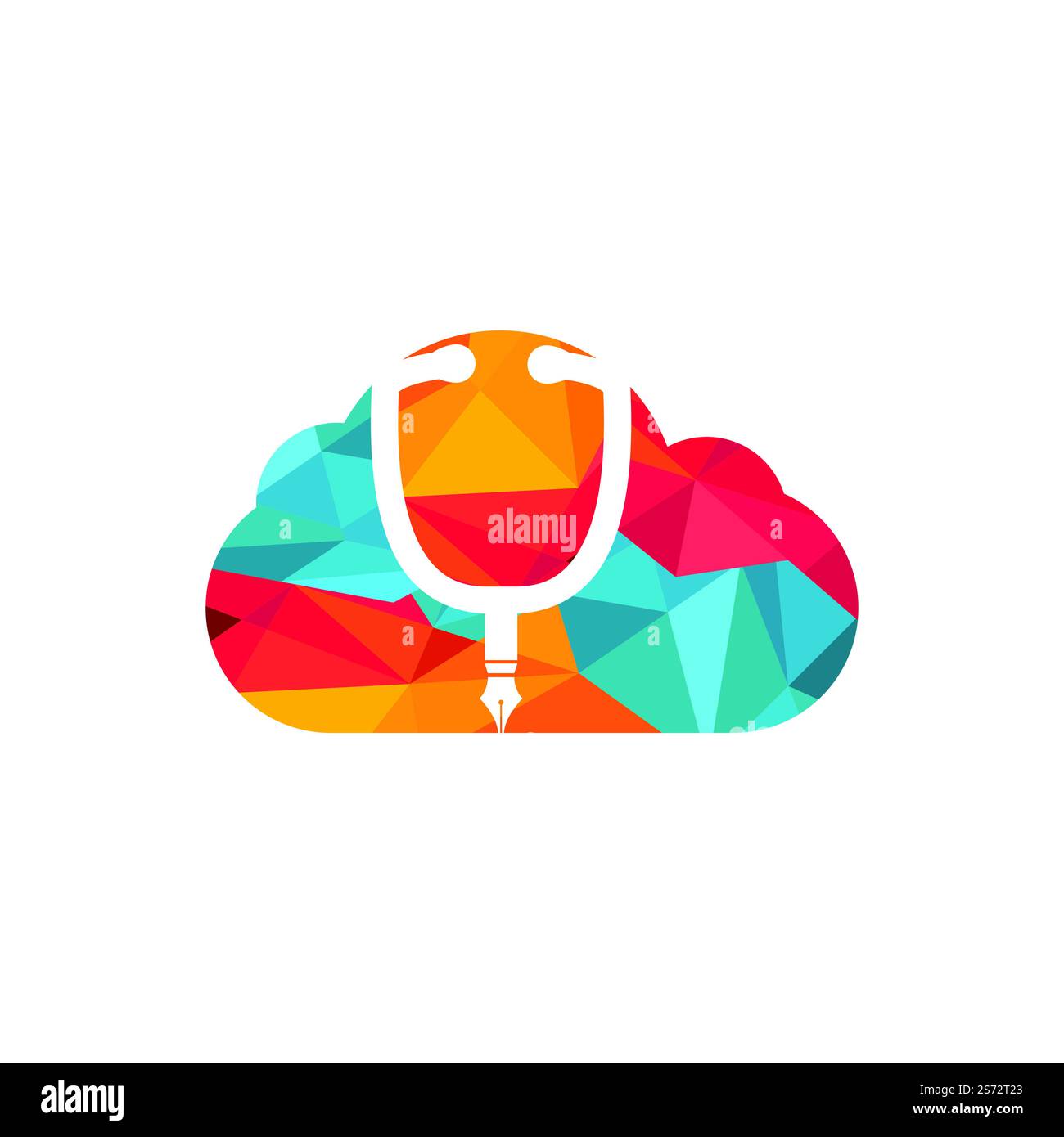 Medical education vector logo design. Pen nib and stethoscope with ...