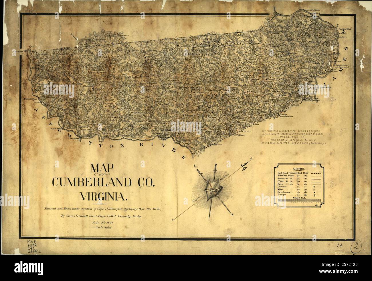 Map of Cumberland Co., Virginia : surveyed and drawn under direction of ...