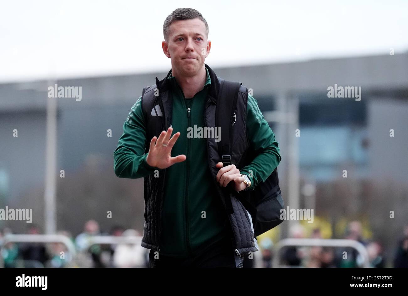 Celtic's Callum McGregor arrives at the ground ahead of the Scottish ...