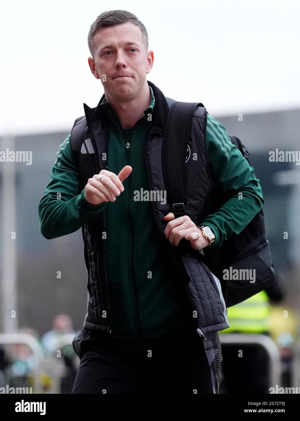 Celtic's Callum McGregor arrives at the ground ahead of the Scottish ...
