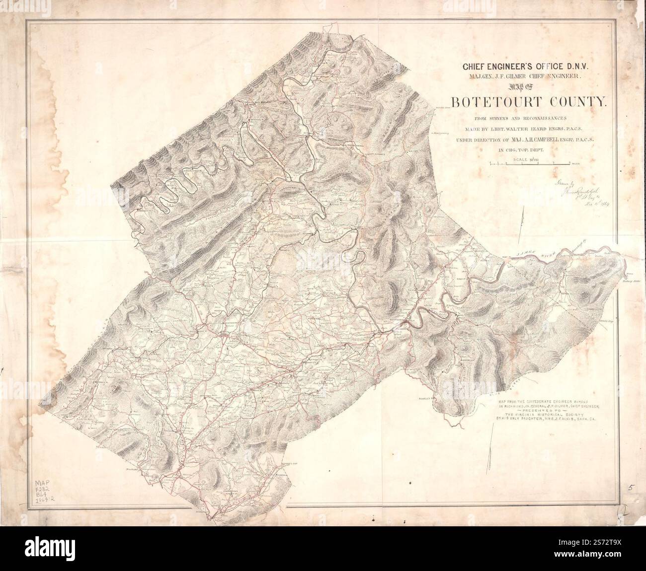 Map of Botetourt County. 1864 by Confederate States of America. Army ...