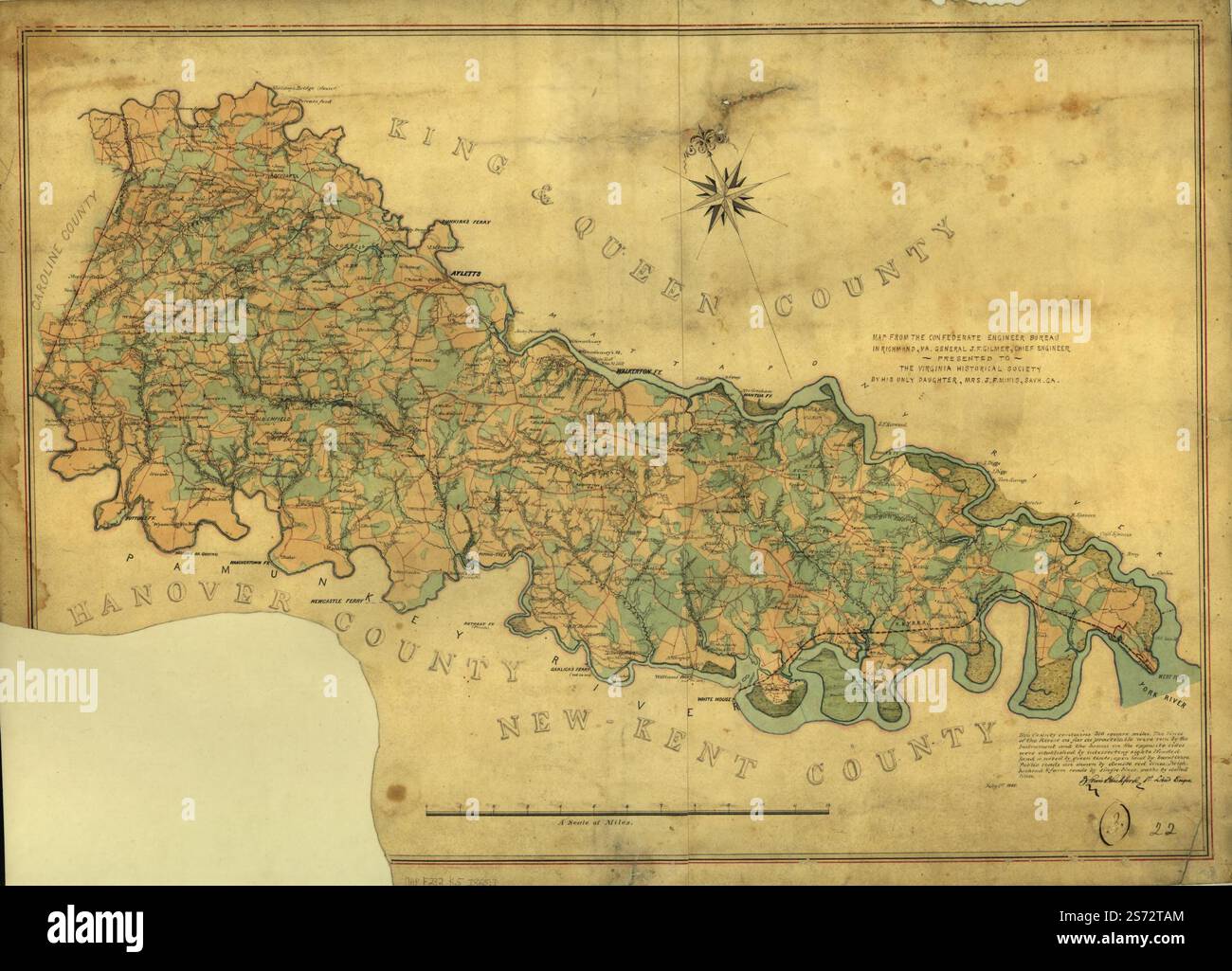 [Map of King William County, Va.] 1865 by Confederate States of America ...