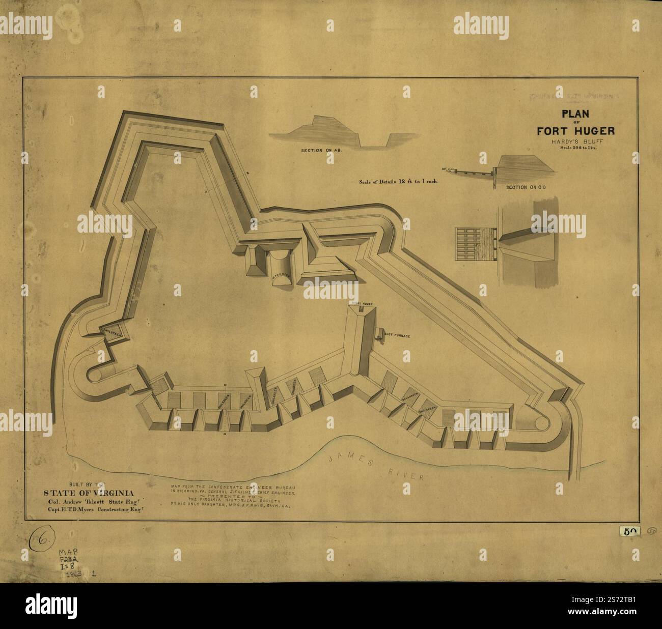 Plan of Fort Huger, Hardy's Bluff : built by the State of Virginia. Col ...