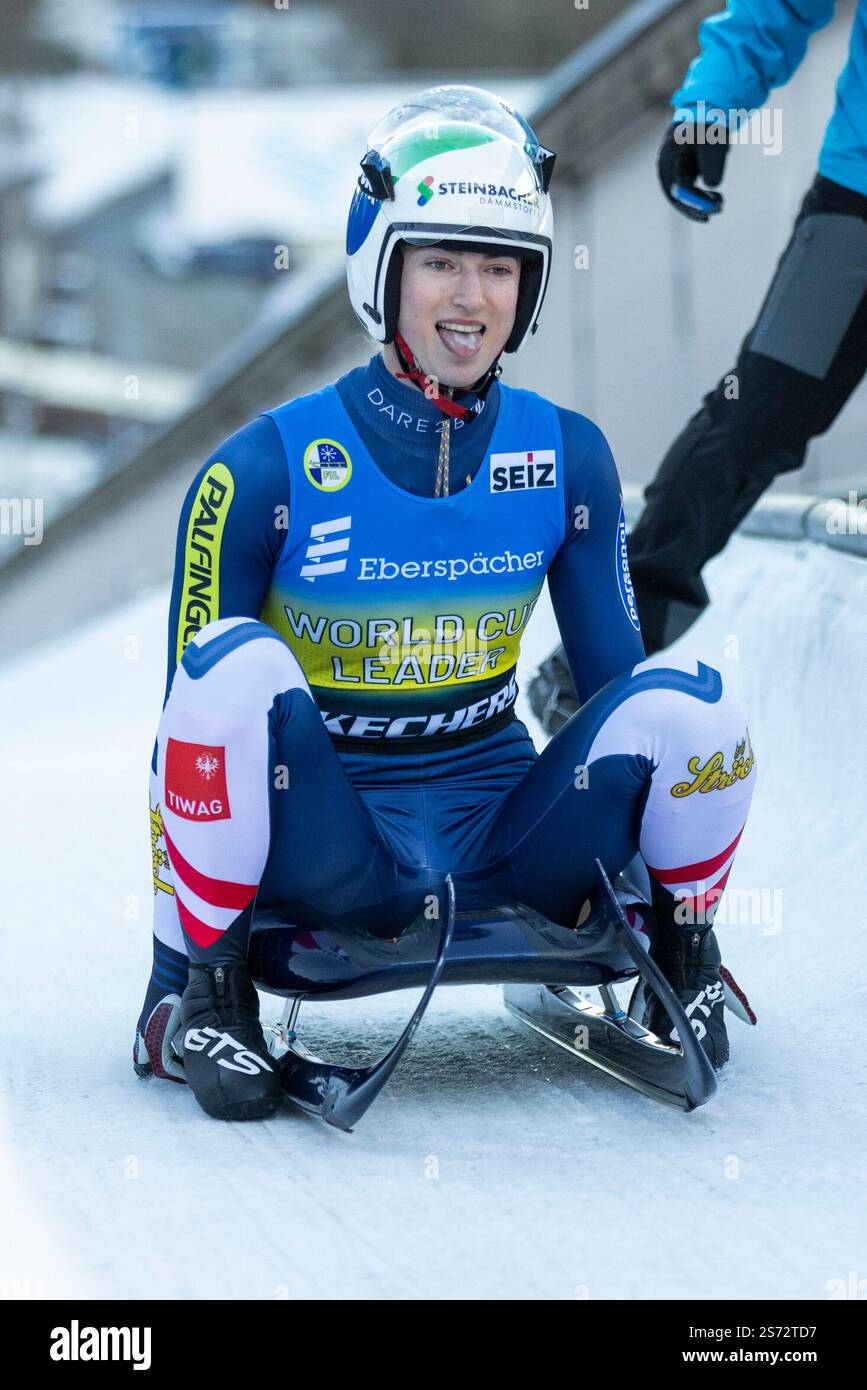 Winterberg, Deutschland. 18th Jan, 2025. Madeleine Egle (AUT) bei der Zieleinfahrt. Ebersp?cher ...