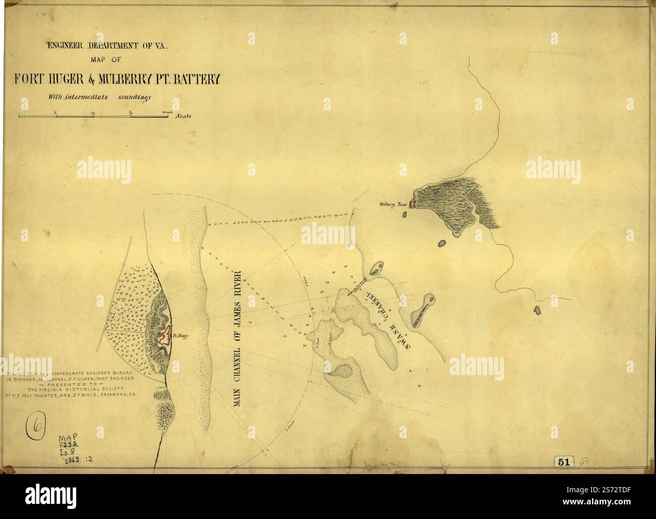 Map of Fort Huger & Mulberry Pt. Battery with intermediate soundings ...