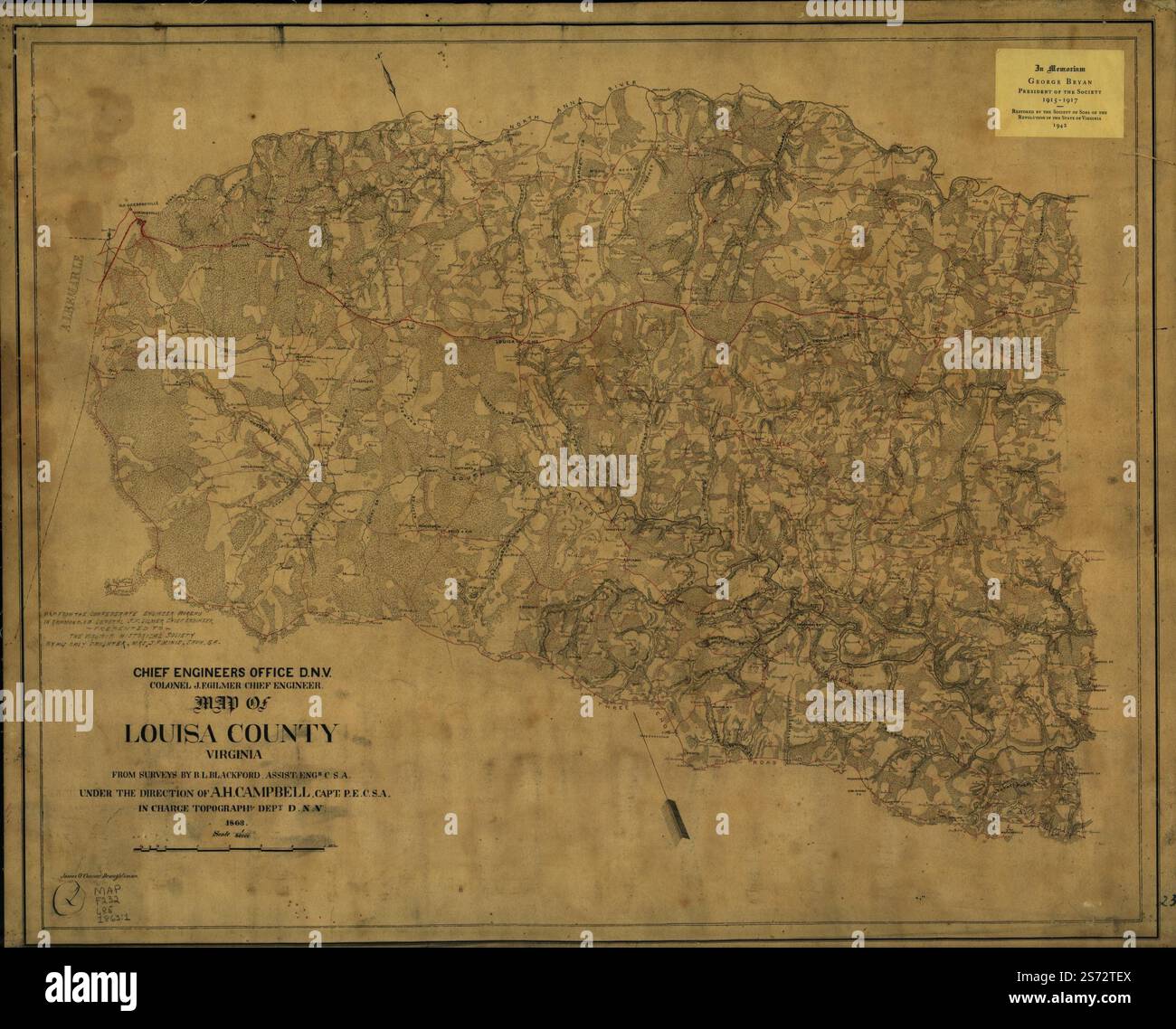 Map of Louisa County, Virginia. 1863 by Confederate States of America ...