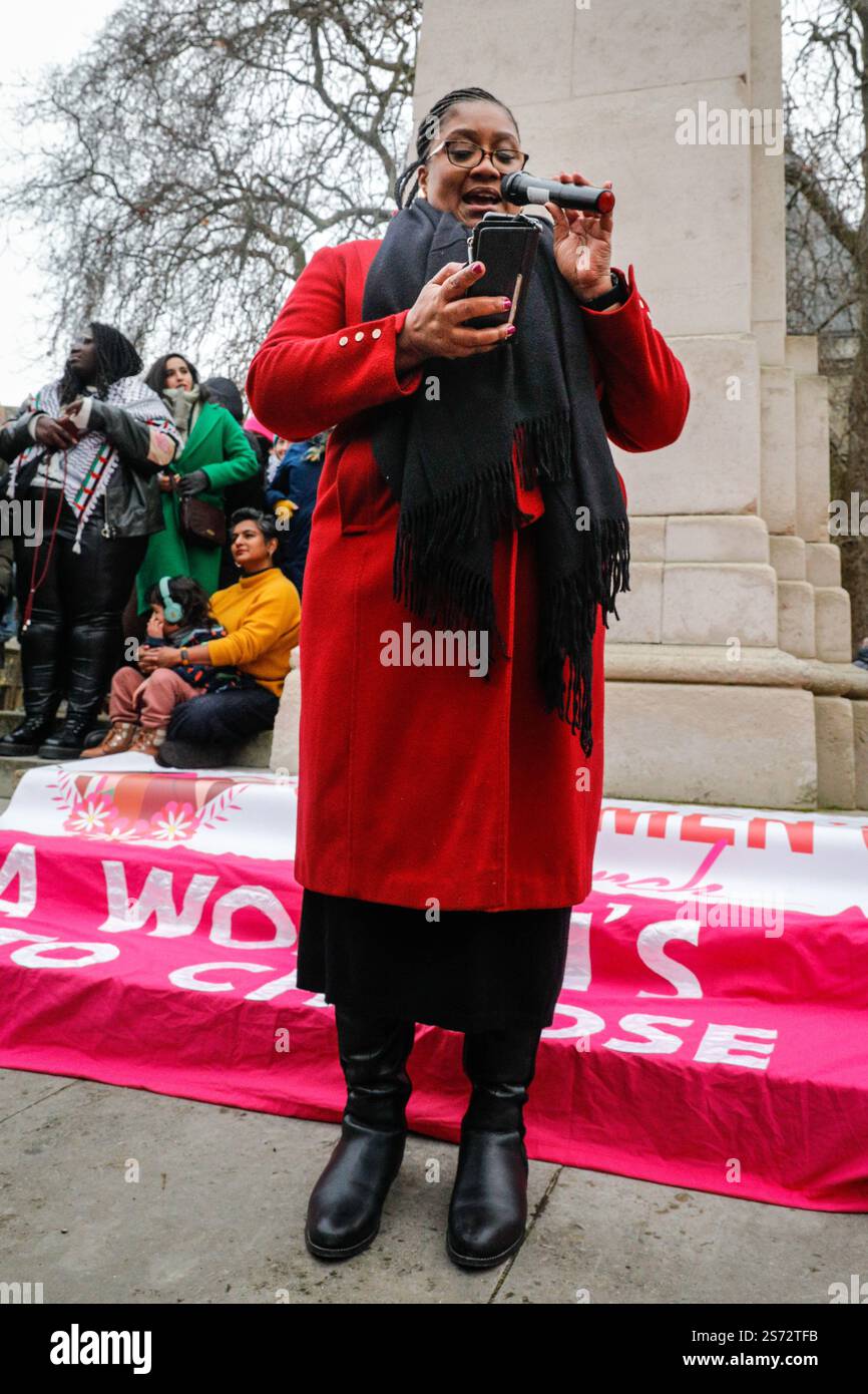 London, UK. 18th Jan, 2025. Bell Ribeiro-Addy, MP, speaks at the rally ...
