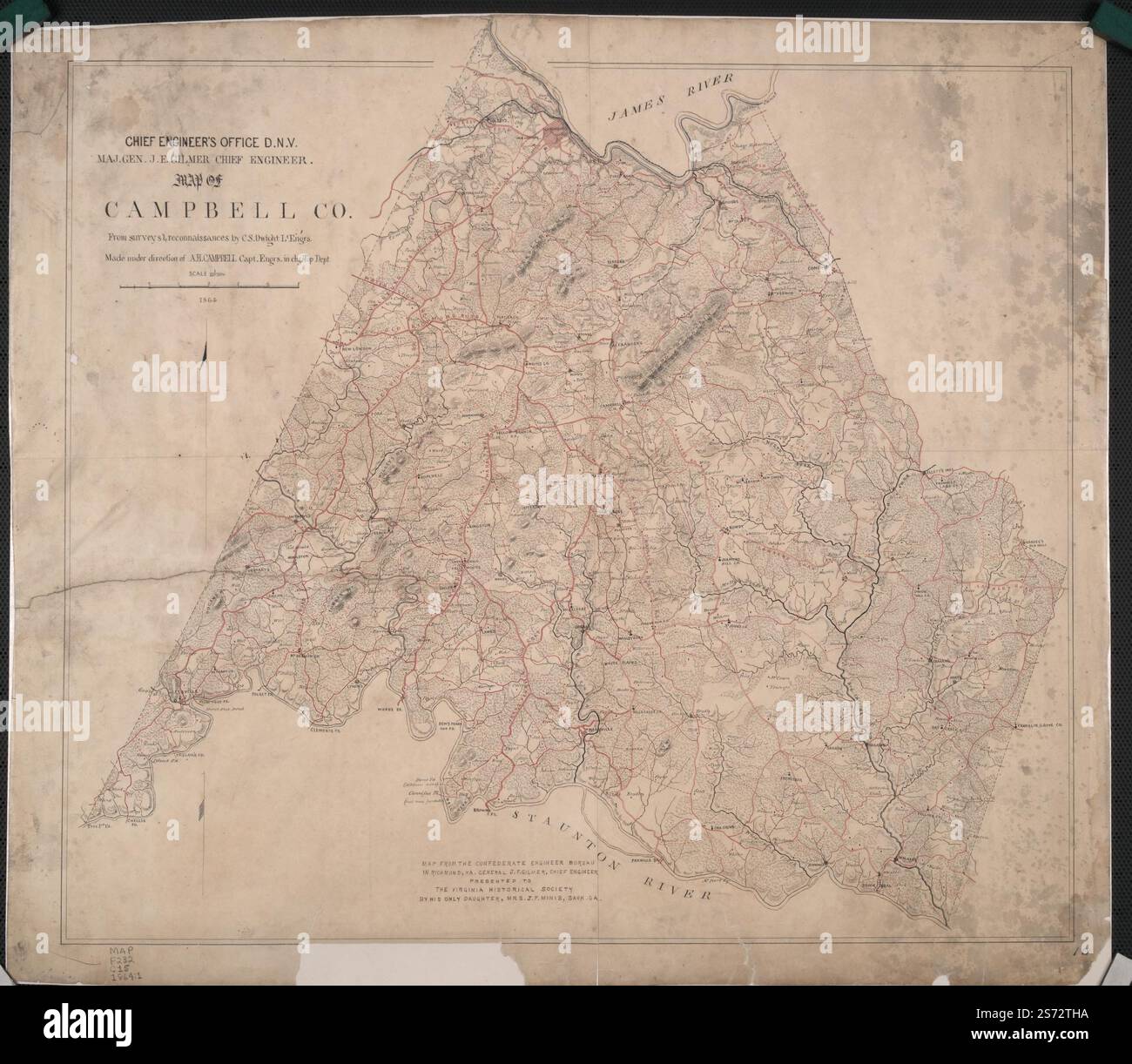 Map of Campbell Co. 1864 by Confederate States of America. Army. Dept ...