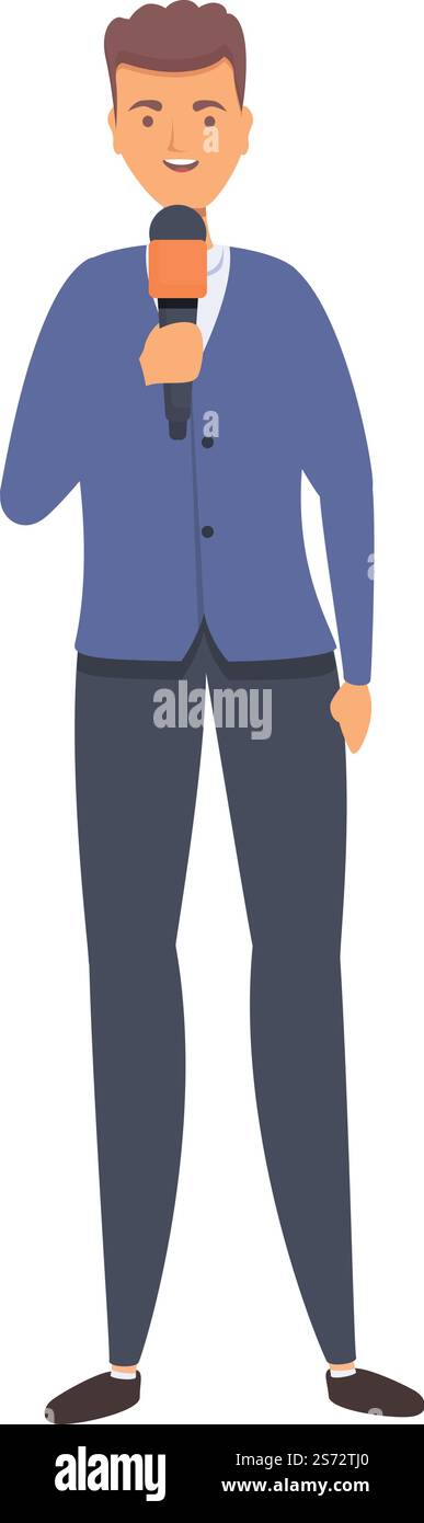 TV reporter icon cartoon vector. Journalist news. Studio talk. TV ...