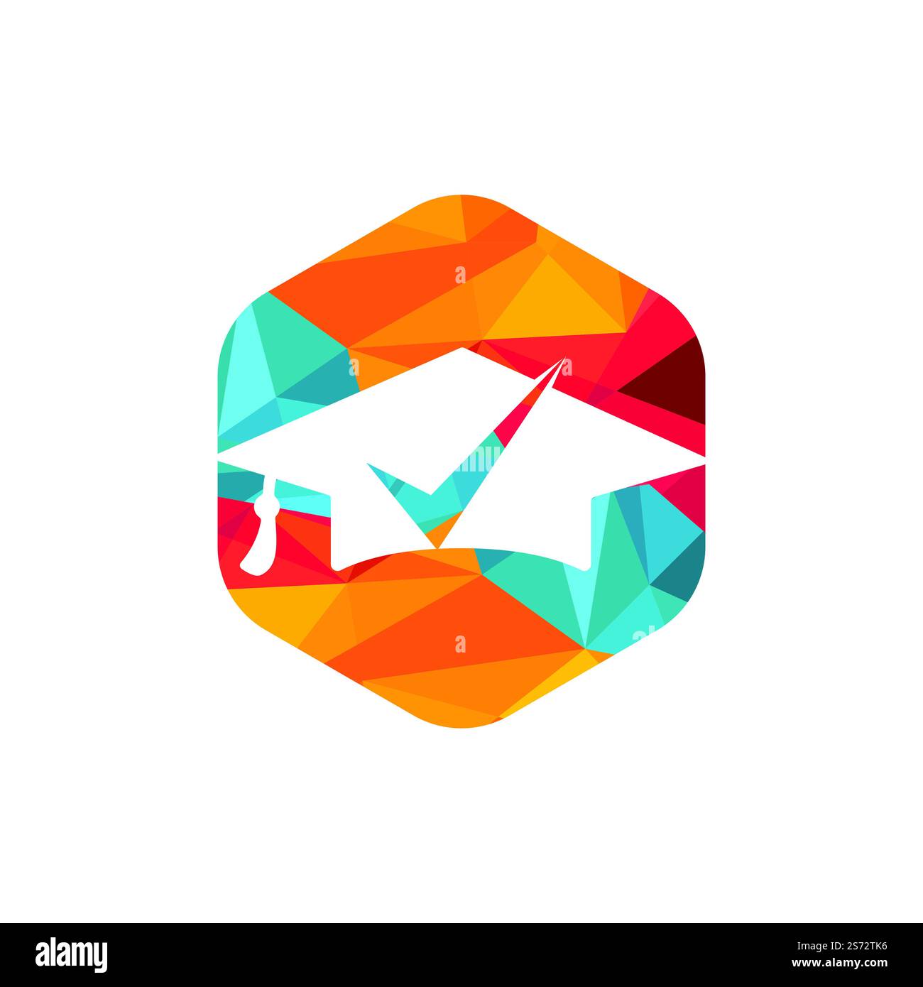 Graduation hat and check mark icon and logo design. Educational and ...