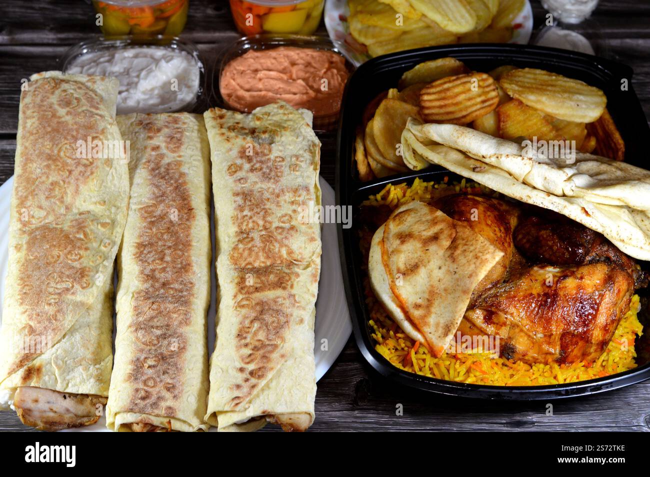 Machine grilled barbecued chicken, chickens made with the Syrian recipe ...