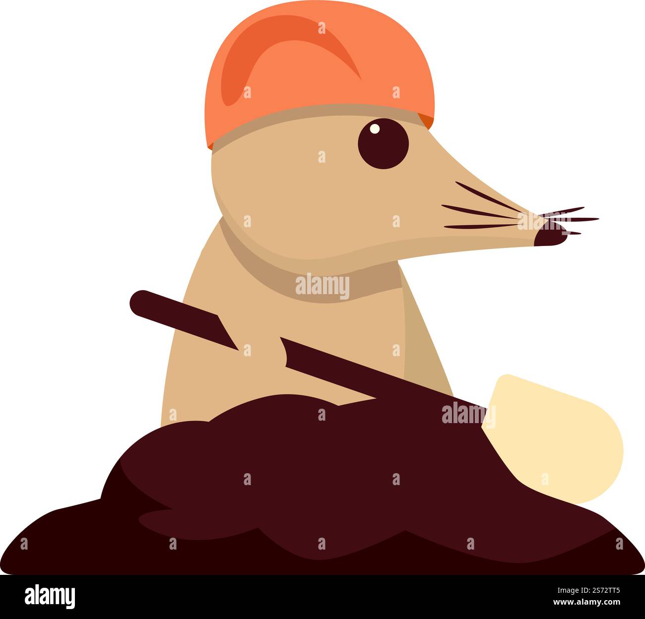 Shrew with shovel icon cartoon vector. Domestic animal. Mouse mammal ...