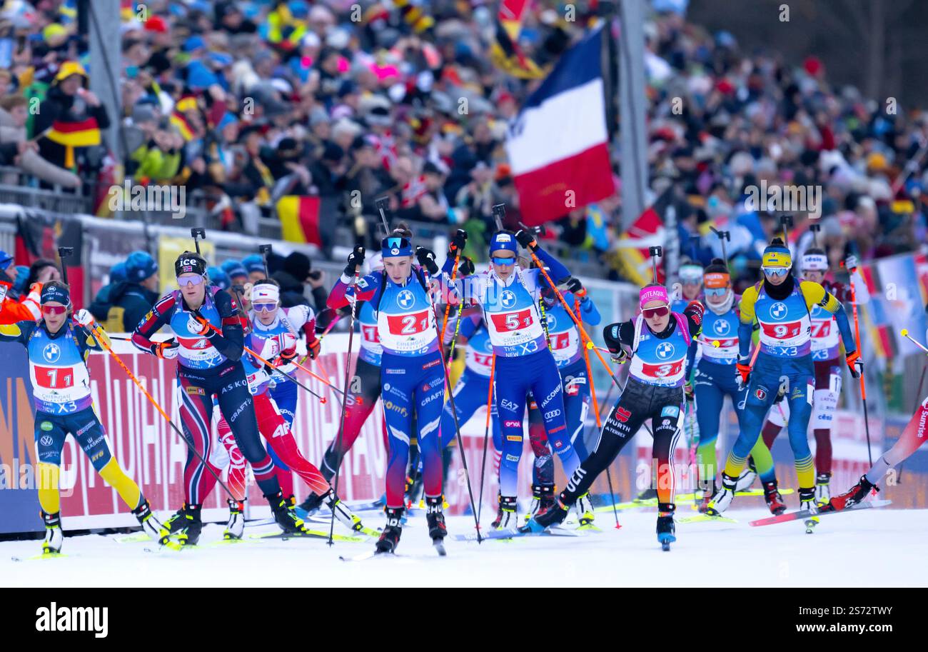 Competitors in action during the Biathlon women's World Cup, 4x6KM ...