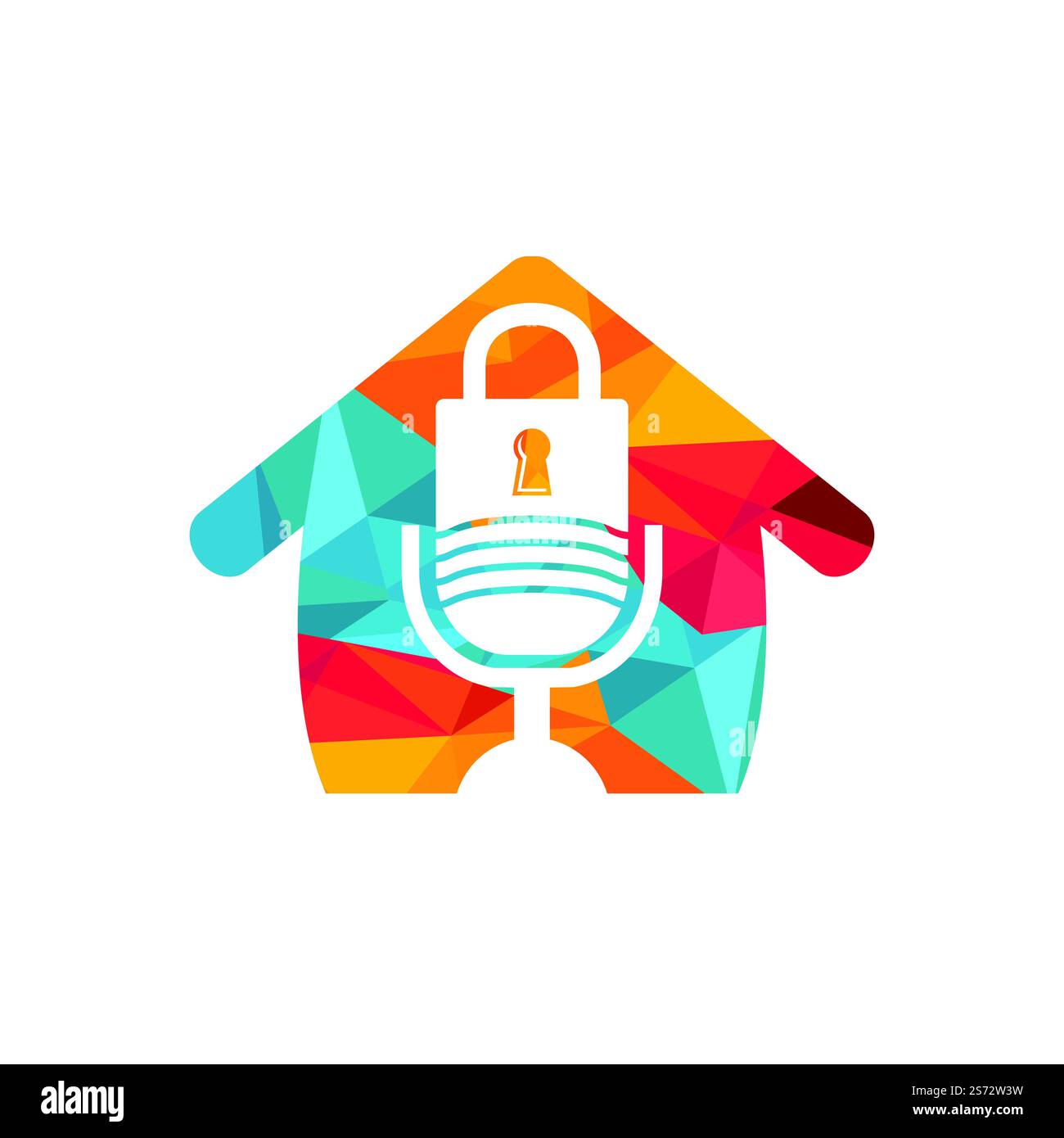 Safe podcast vector logo design. Padlock and mic with home icon vector ...