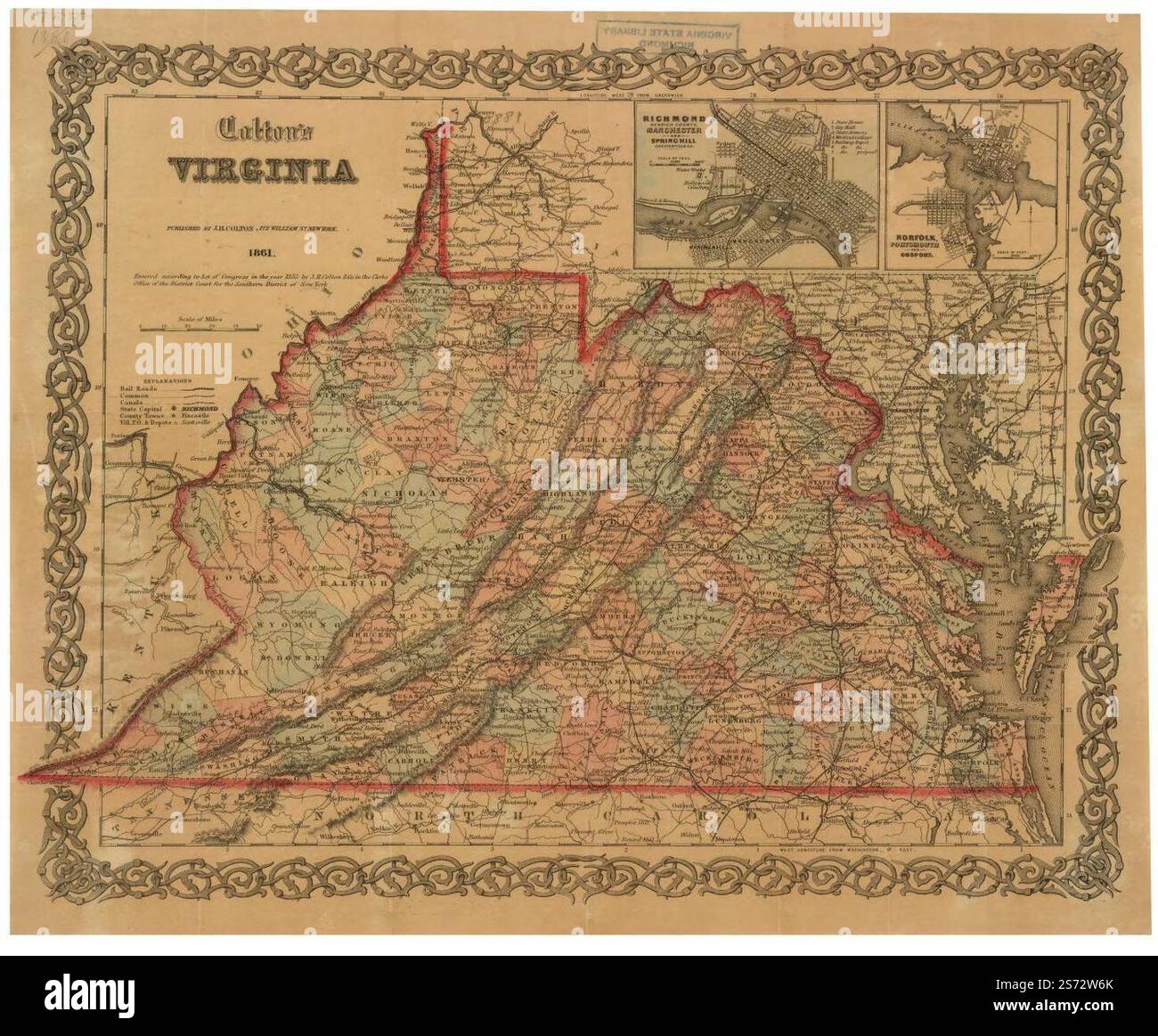 Colton's Virginia. 1861 by Colton J. H. (Joseph Hutchins Stock Photo - Alamy