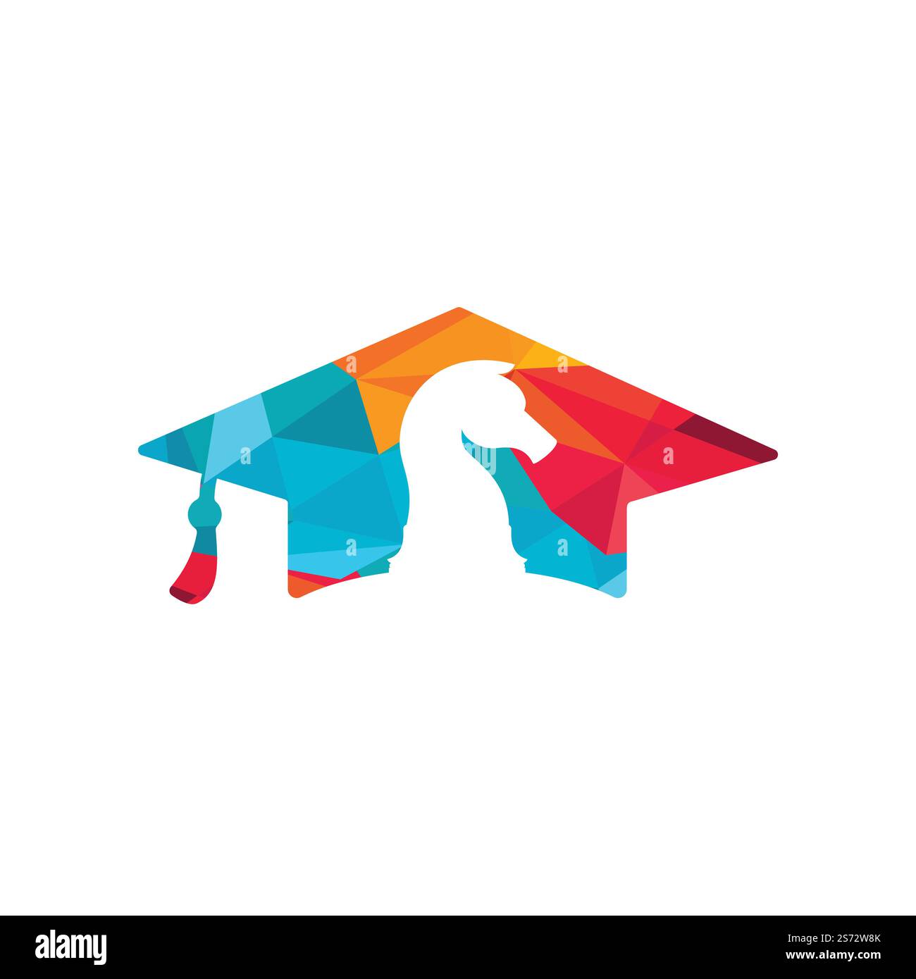 Graduation chess knight vector logo design. Education strategy vector ...