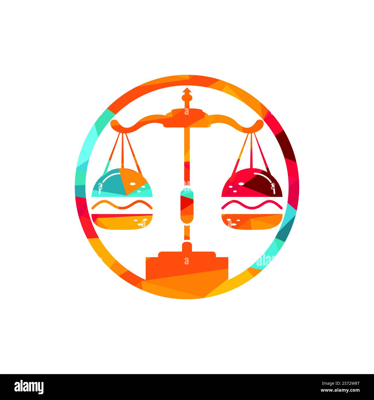 Food law vector logo design template. Law balance and burger icon ...