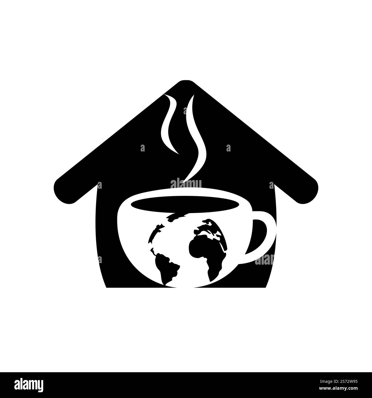 Creative Coffee cup with globe map vector logo design template Stock ...