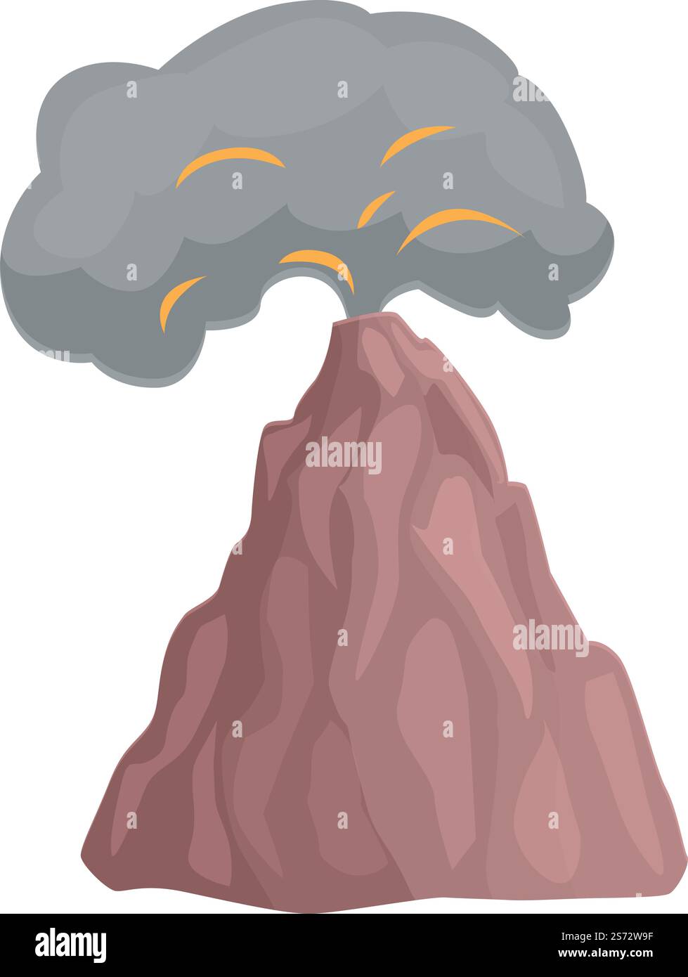 Volcano erupt icon cartoon vector. Volcanic eruption. Smoke ash ...