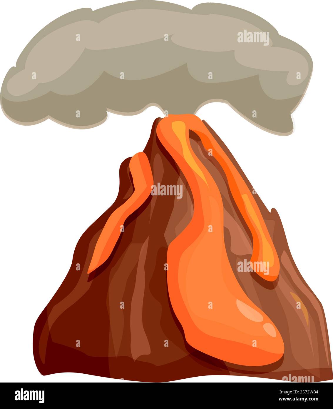 Full lava crater icon cartoon vector. Volcano eruption. Natural vulcano ...