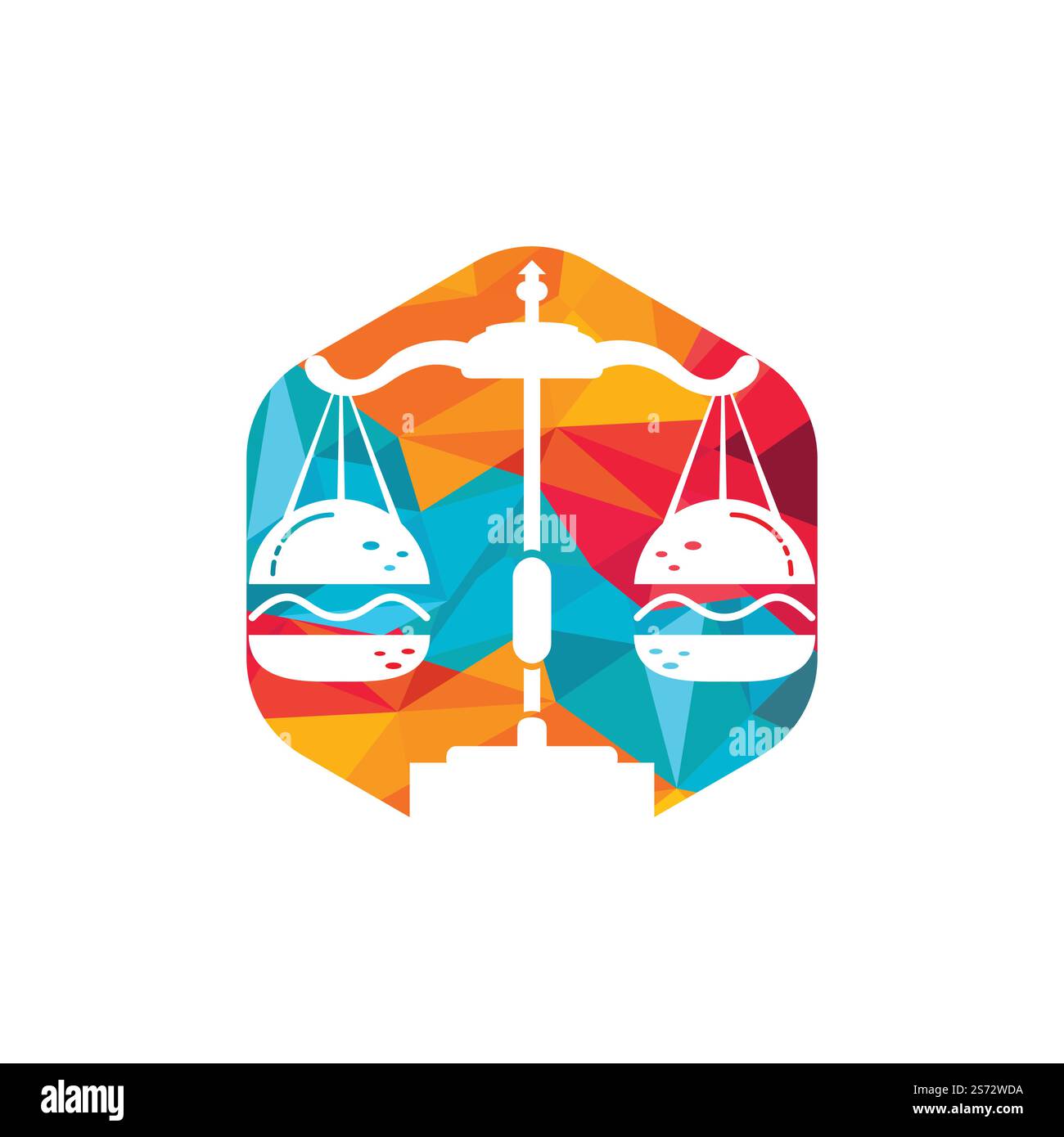 Food law vector logo design template. Law balance and burger icon ...