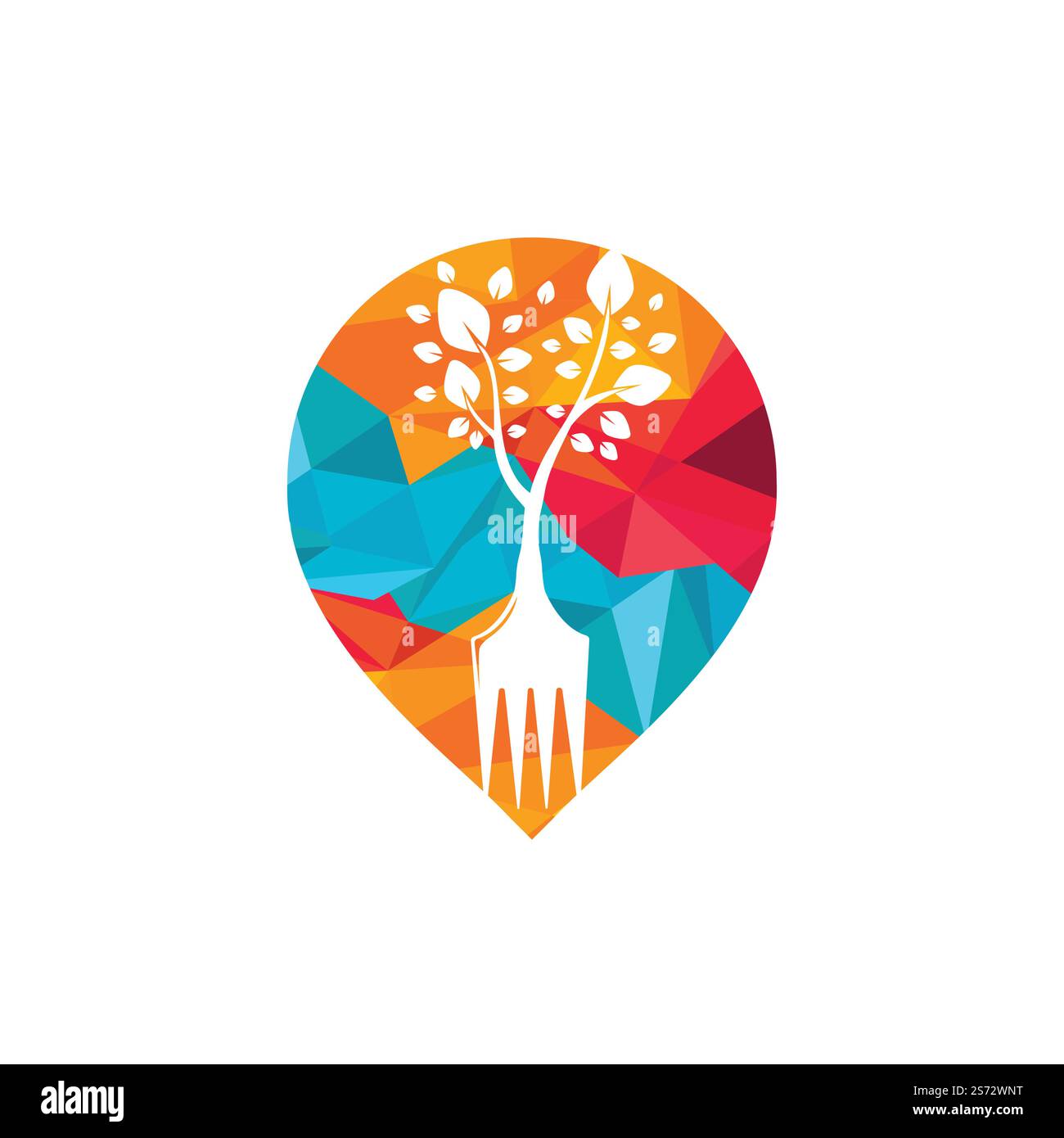 Fork tree vector logo design. Food point vector logo concept Stock ...