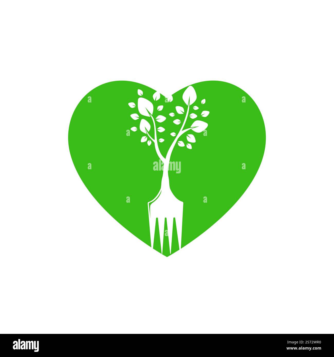Fork tree with heart shape vector logo design. Restaurant and farming ...