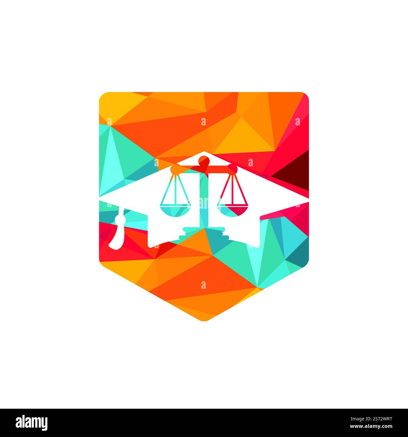 Law scale with graduation cap icon logo design. Law education vector ...