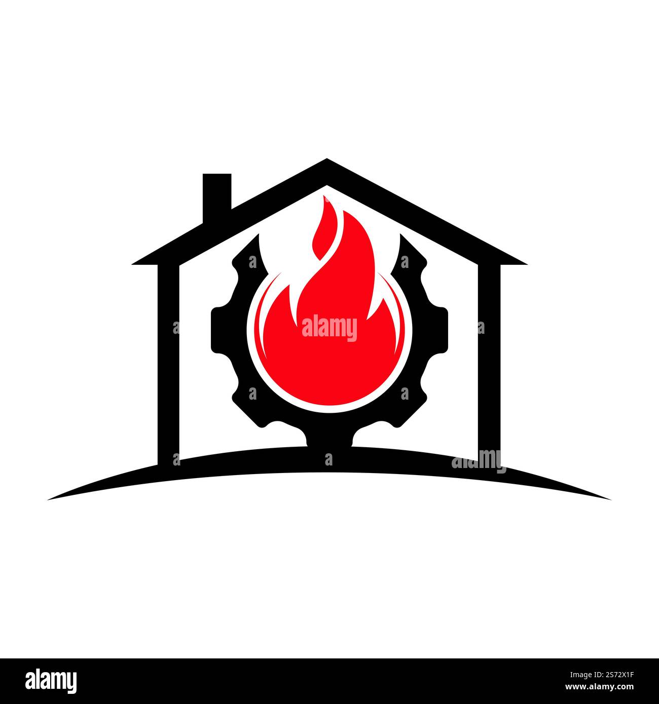 Home Restorations vector logo design. Gear and fire with home icon ...