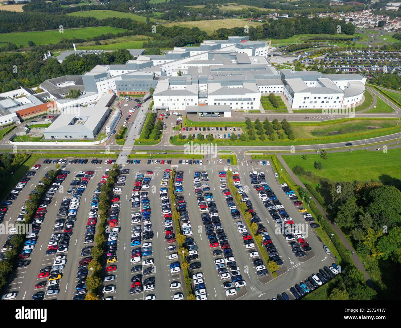 Aerial drone view of Forth Valley Royal Hospital Larbert Stock Photo ...