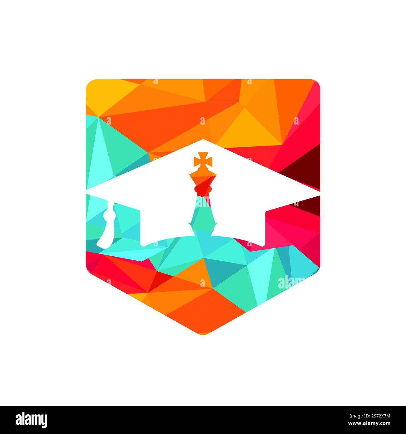 Graduation chess knight vector logo design. Education strategy vector ...