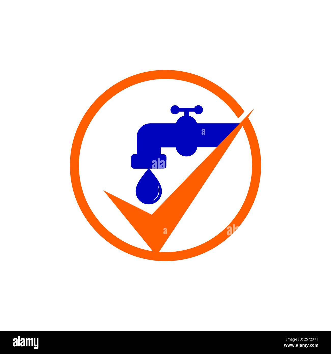 Check plumbing logo template illustration. Water faucet with check tick ...