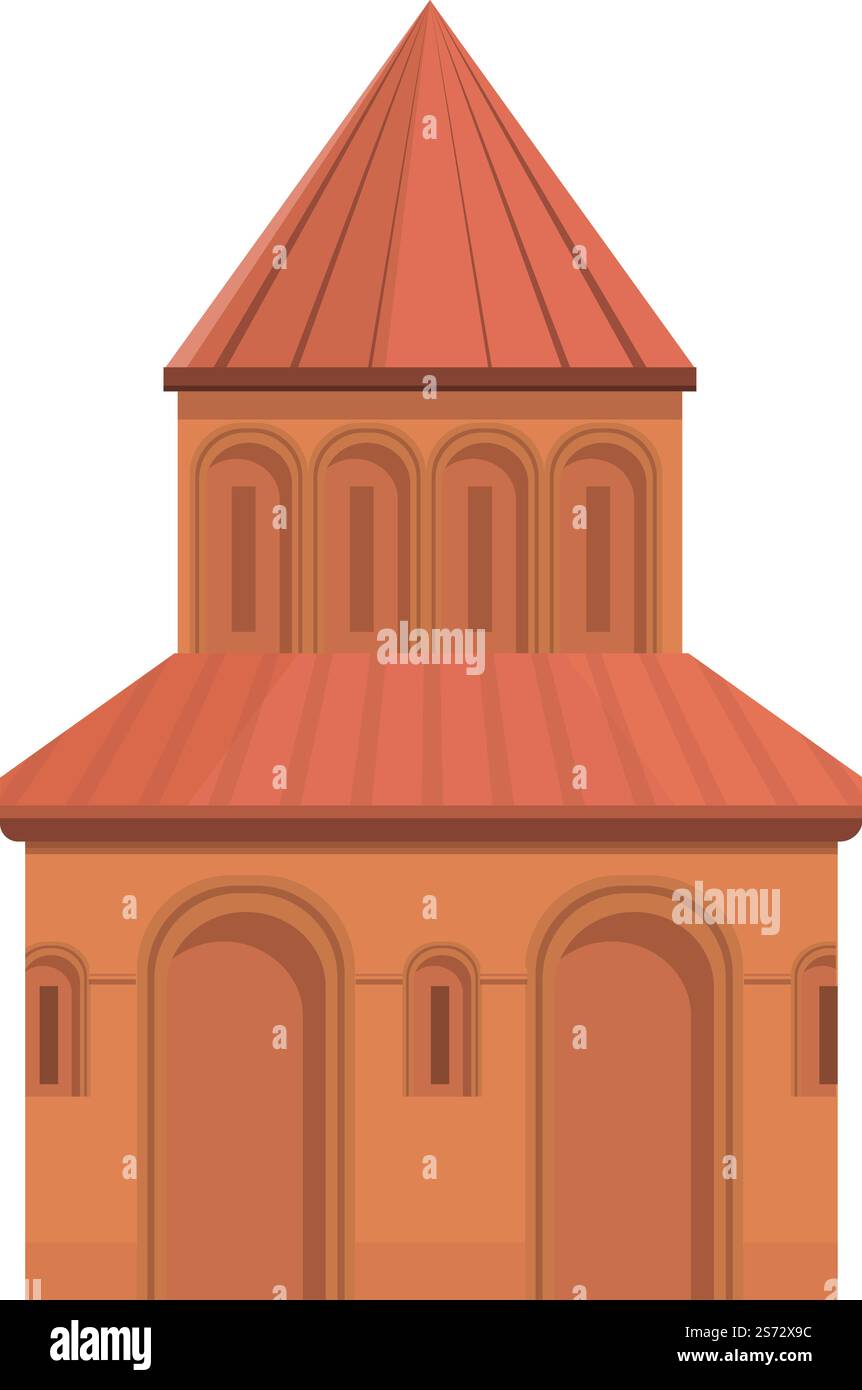 Red armenia church icon cartoon vector. Monastery map. Medieval travel ...