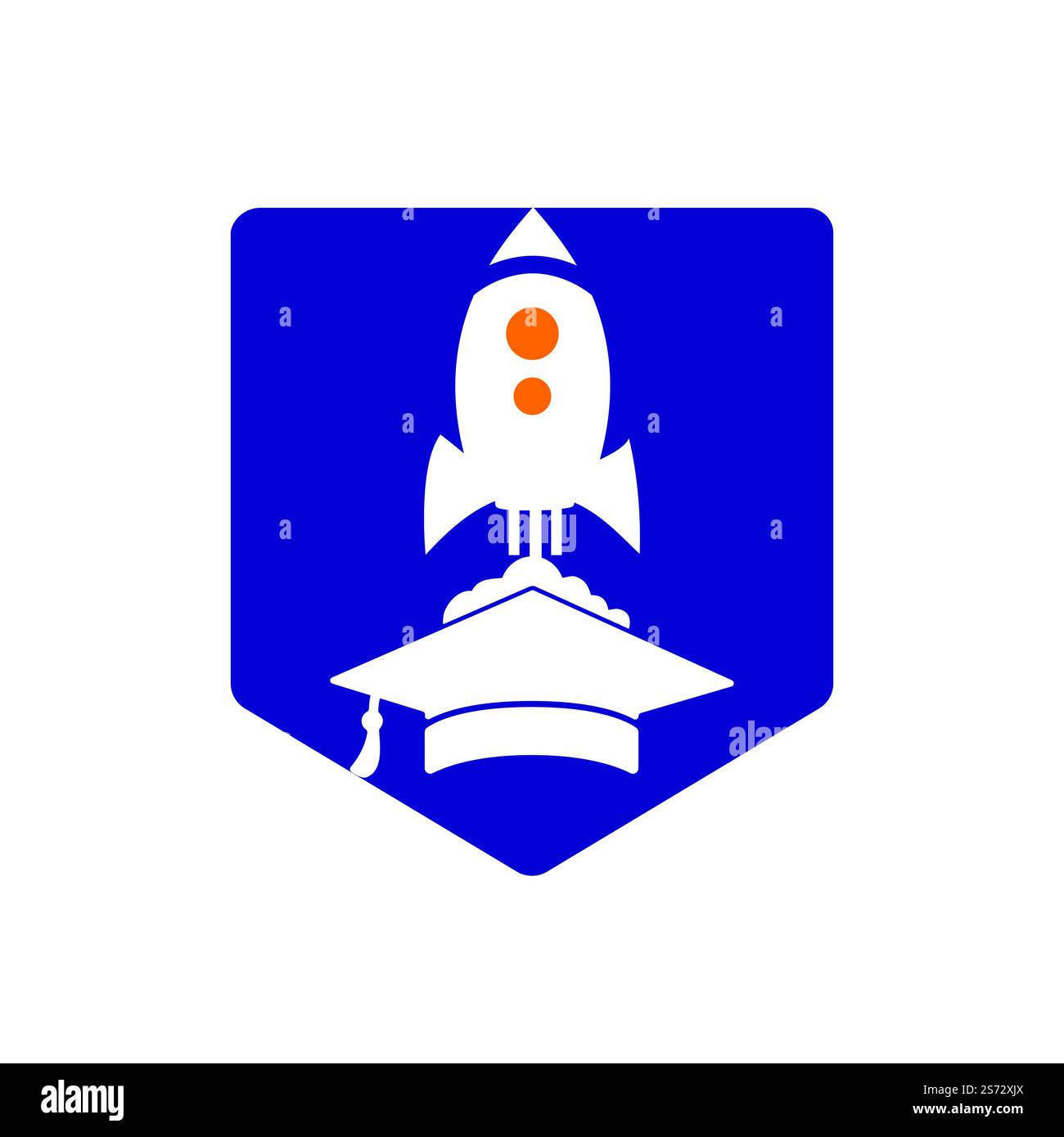 Graduation cap with rocket vector logo design. Rocket learning vector ...