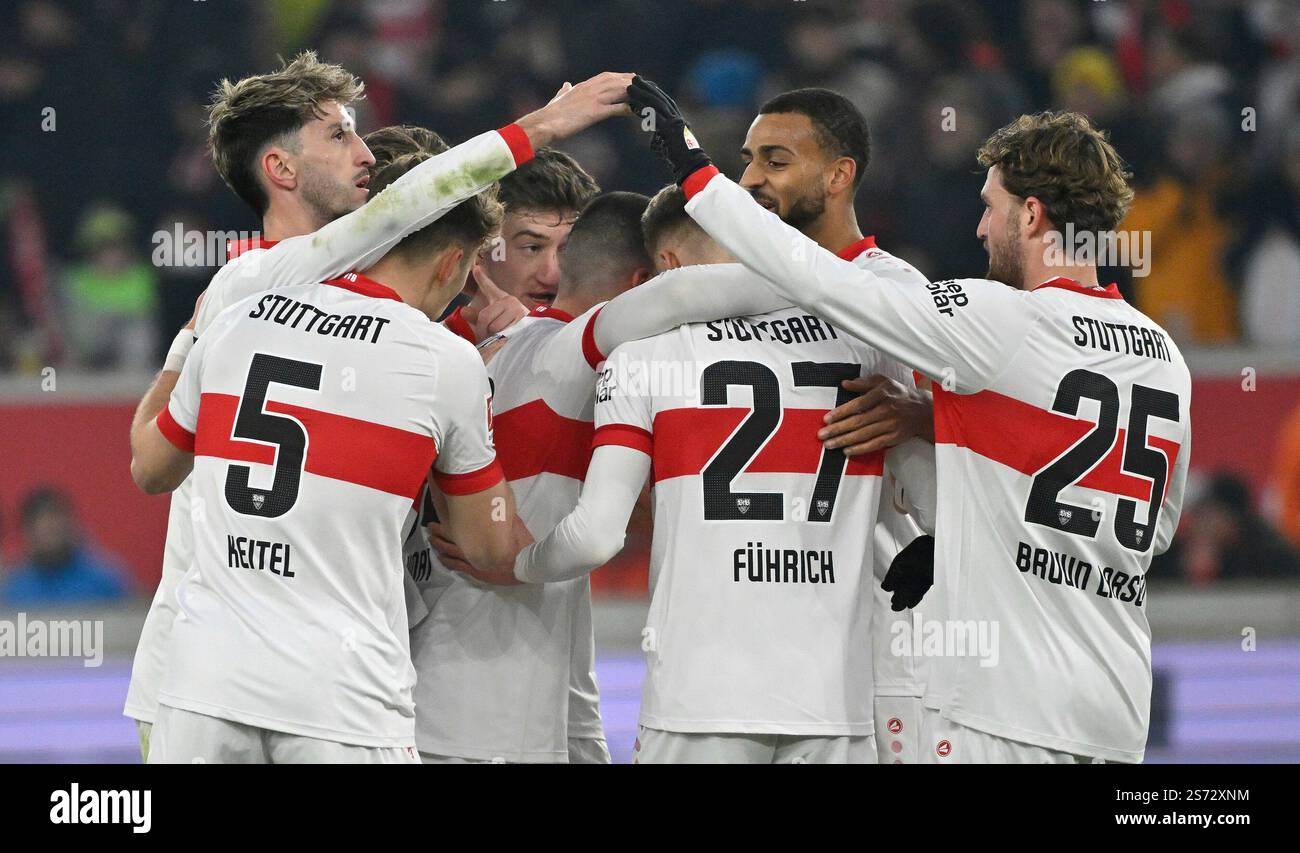 TOR zum 4:0 Deniz Undav VfB Stuttgart (26) Torjubel Yannik Keitel VfB Stuttgart (05) Atakan ...