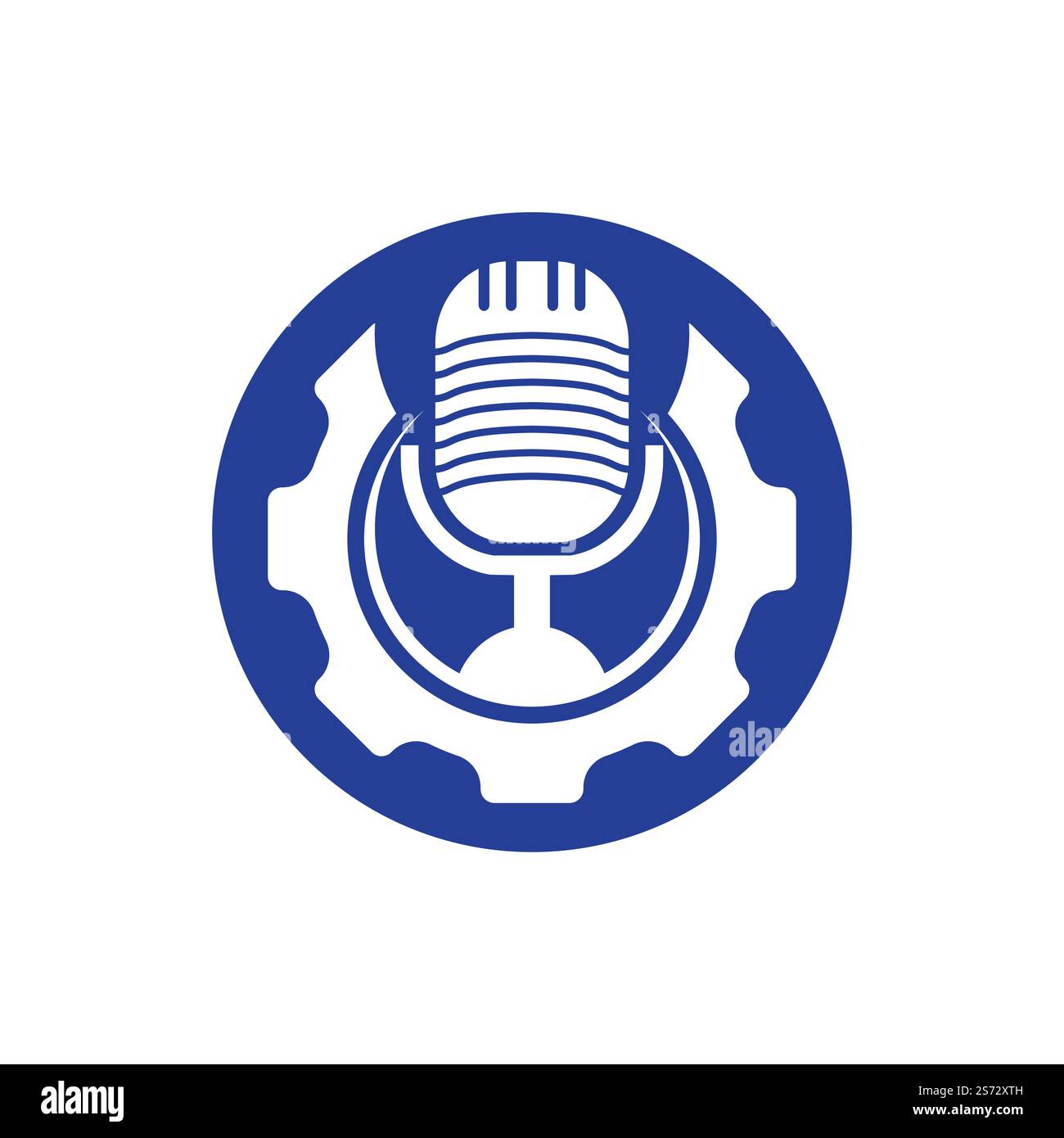 Gear podcast vector logo design template. Cog wheel and mic icon design ...