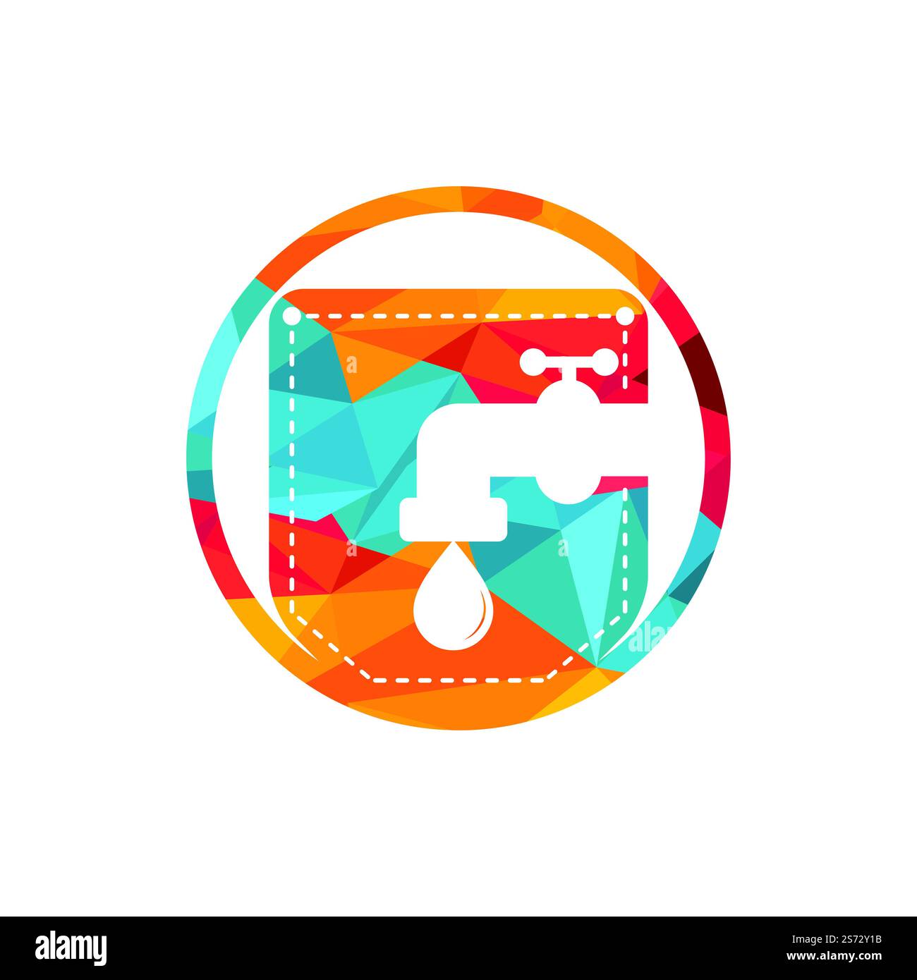Plumbing app vector logo design template. Faucet with pocket icon ...