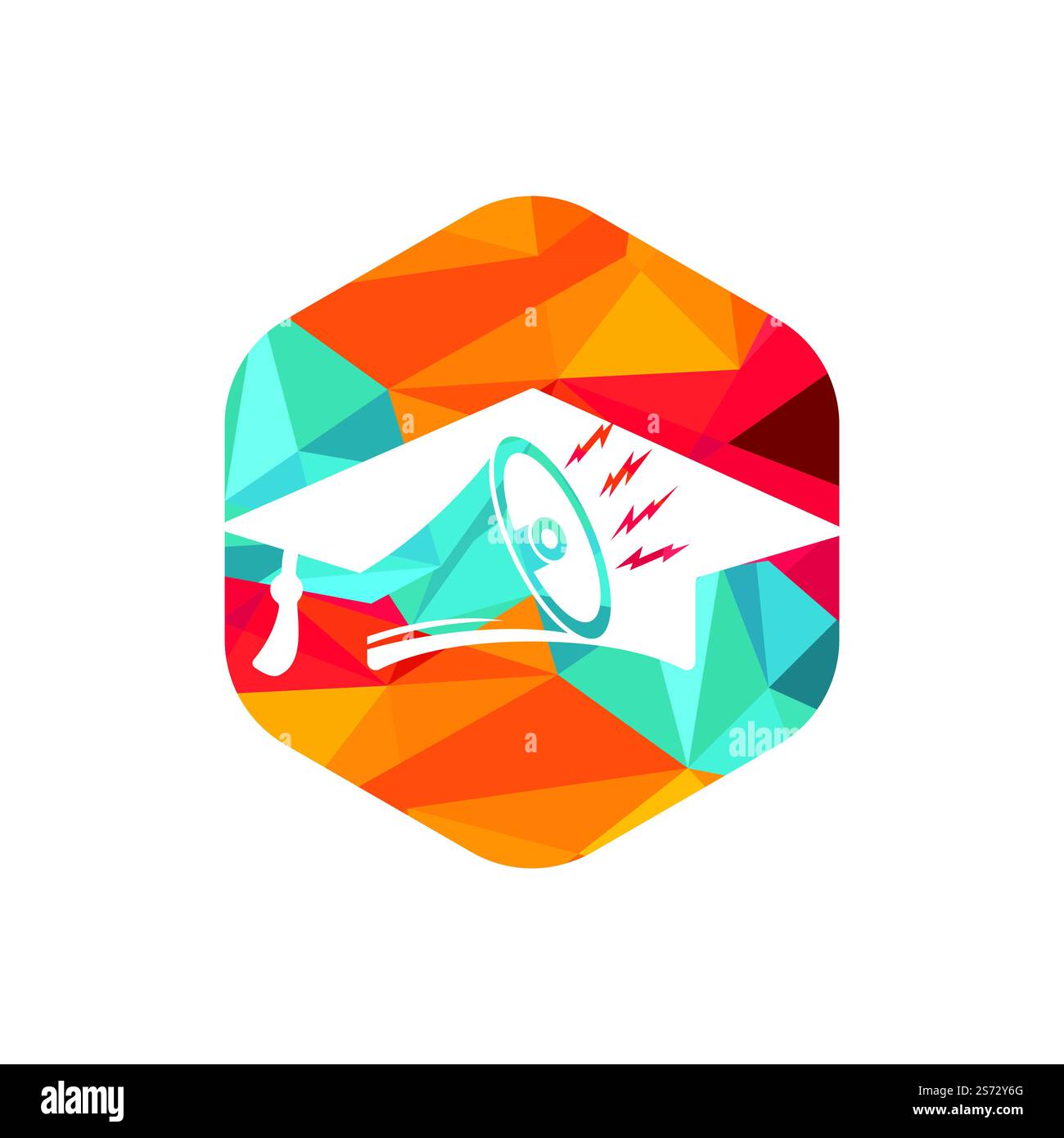 Megaphone with graduation cap vector icon design. Marketing education ...