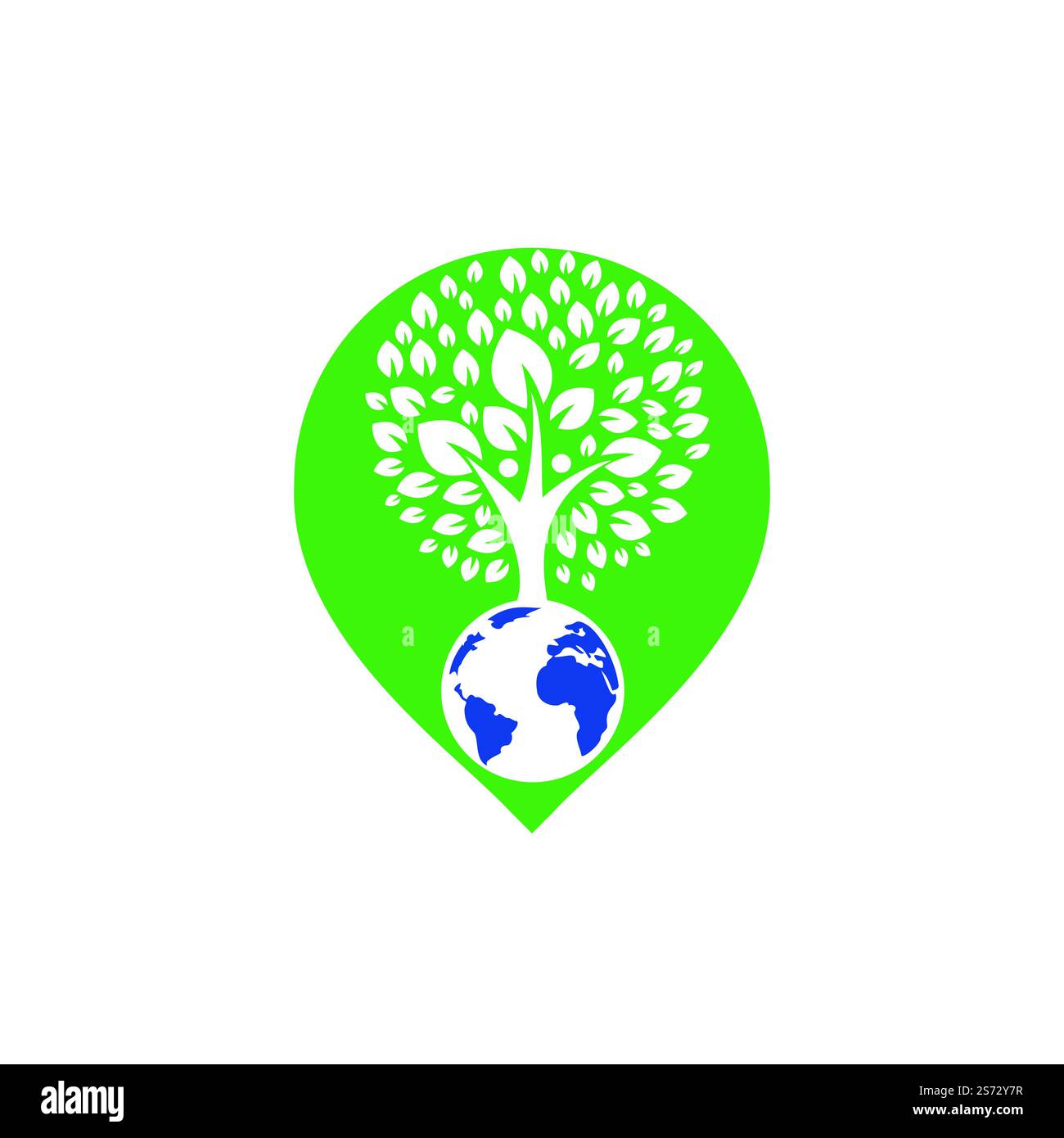 Global human tree vector logo design template. Green pin point icon ...