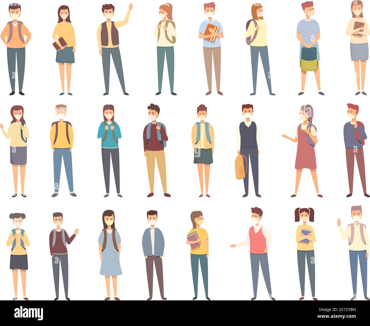 Face mask for pupils icons set cartoon vector. Face pollution. Face ...