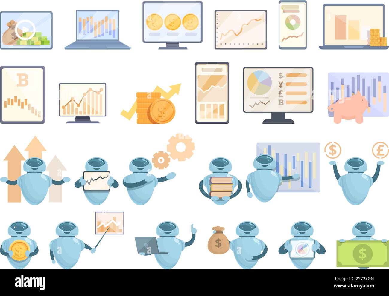 Trade school icons set cartoon vector. Money academy. Bank education ...