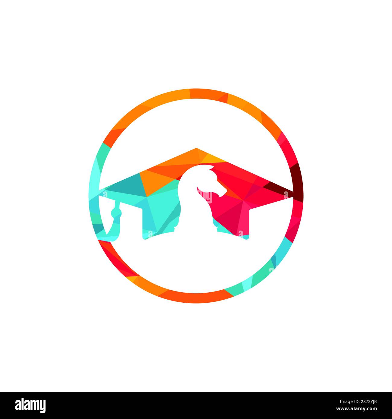 Graduation chess knight vector logo design. Education strategy vector ...