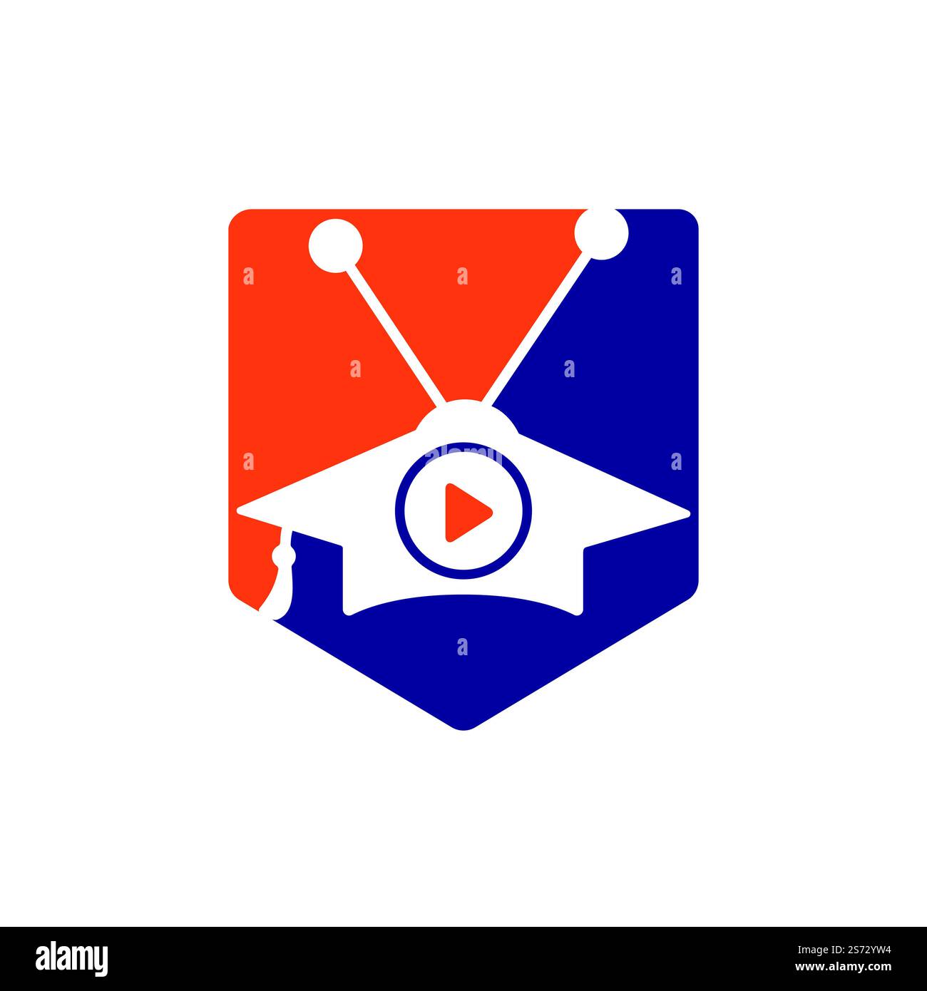 Education video play vector logo design. Graduation cap and play button ...