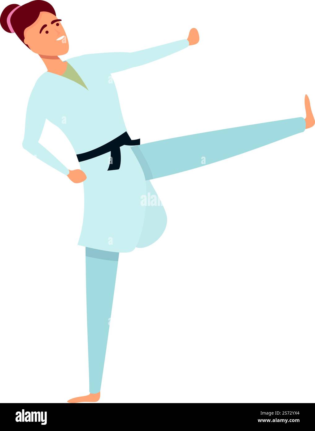 Karate woman icon cartoon vector. Sport school. Children education ...