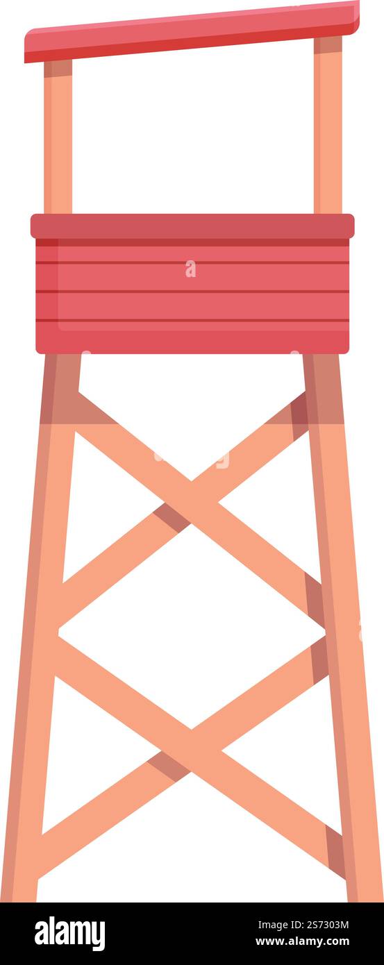 Lifeguard wood tower icon cartoon vector. Beach guard. Life safety ...