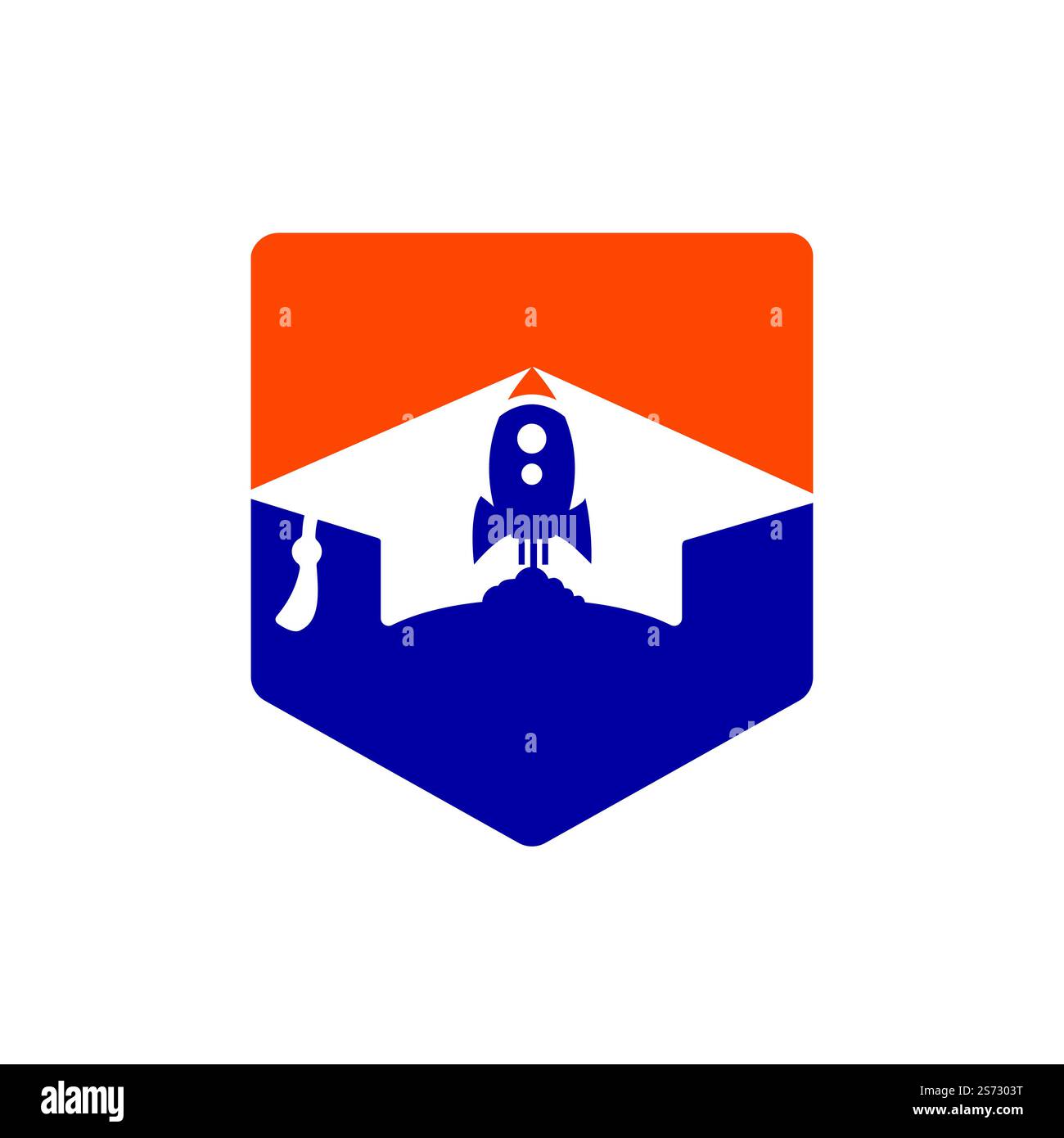 Graduation cap with rocket logo design. Rocket logo for aviation ...