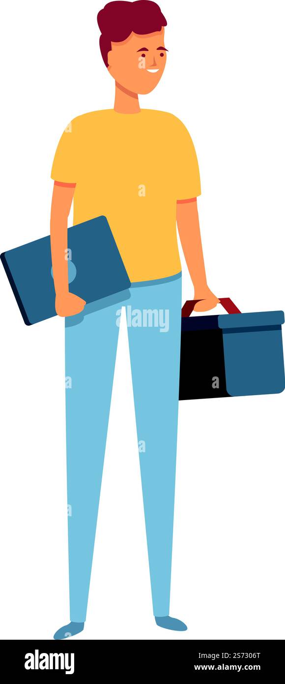 Young engineer icon cartoon vector. System computer. Server datacenter ...