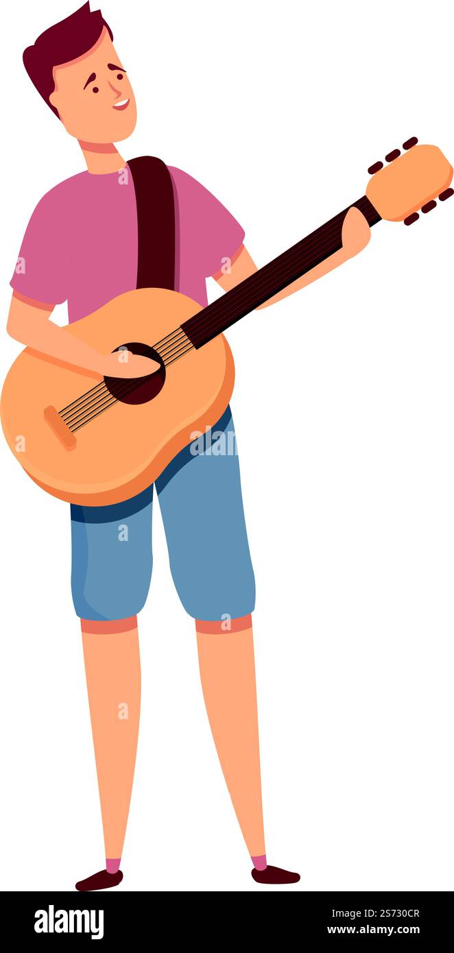 Street guitar musician icon cartoon vector. Music people. Man band ...
