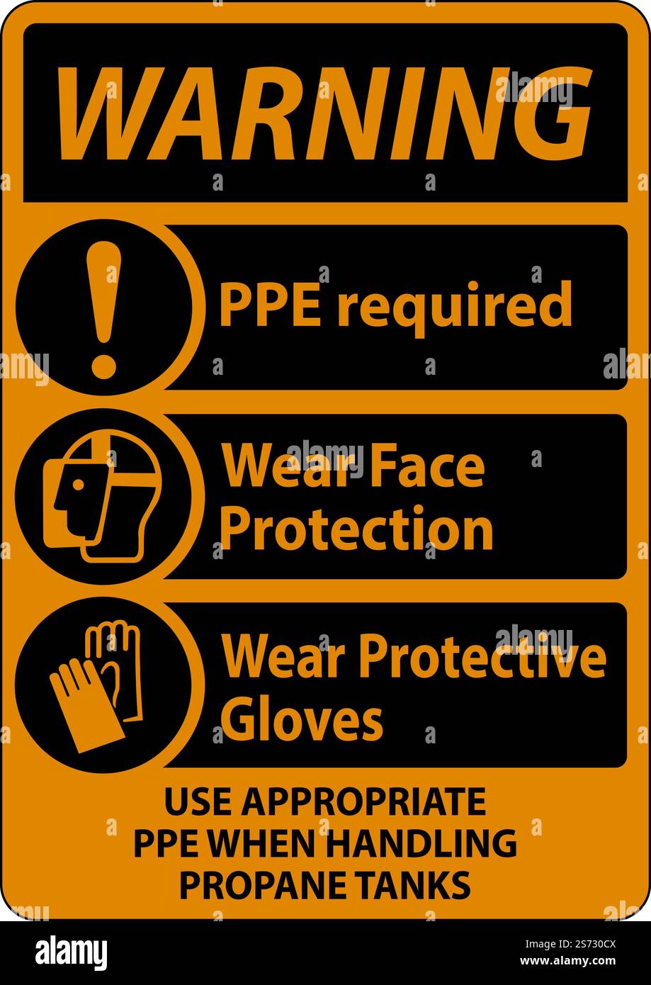 Warning PPE Required When Handling Propane Tanks Sign Stock Vector ...