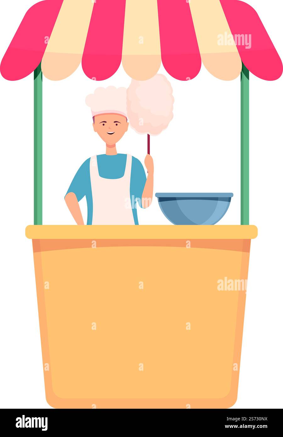 Cotton candy seller icon cartoon vector. Cart food. Shop vendor. Cotton ...